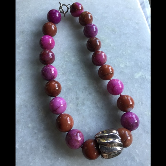 Jewelry | Gemstone Heavy Raspberry Knotted Silver Necklace | Poshmark